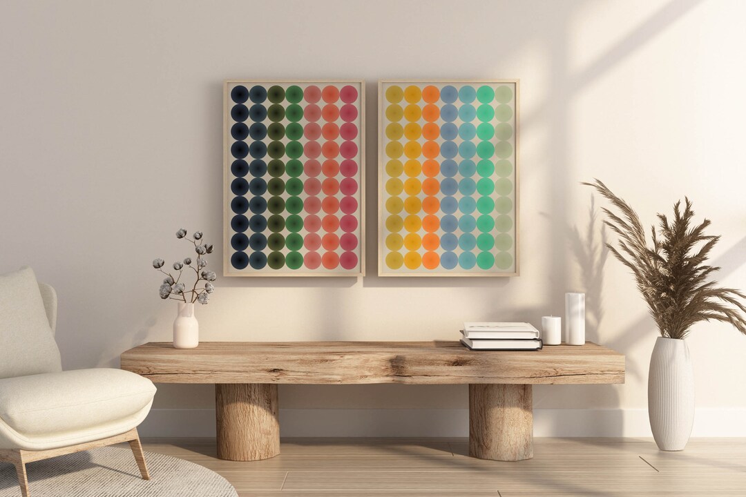 Fun Colorful Abstract Large Wall Art Set of 2 Prints Bold Artwork ...