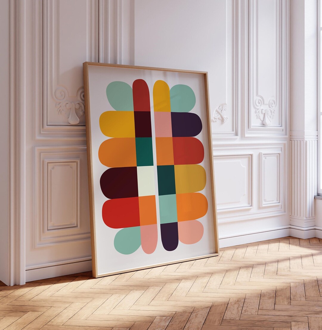 Fun Multicolored Abstract Art Print Bright Art Gallery Large Bold ...
