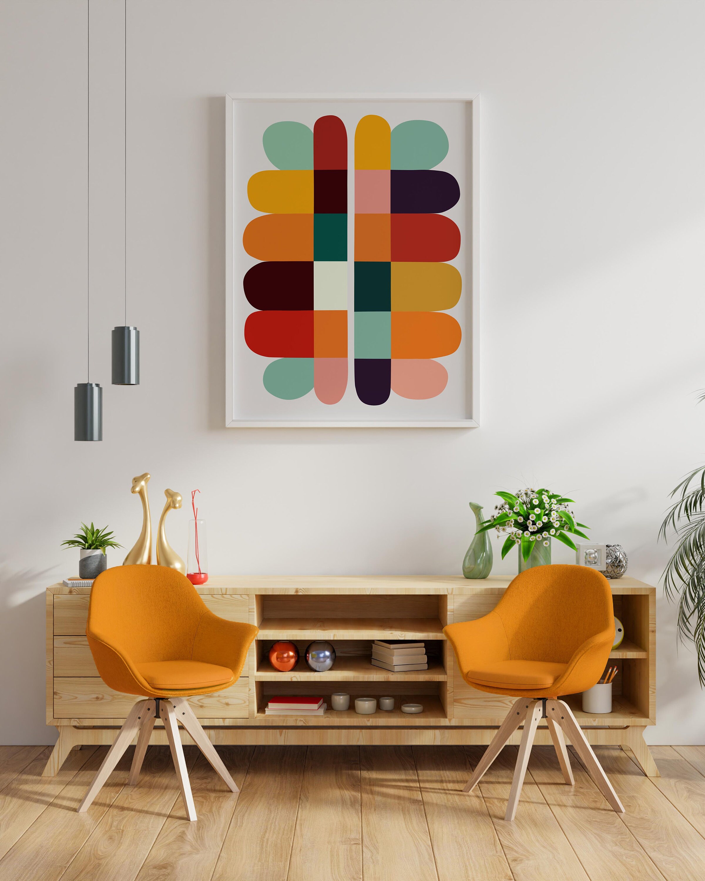 Fun Multicolored Abstract Art Print Bright Art Gallery Large - Etsy