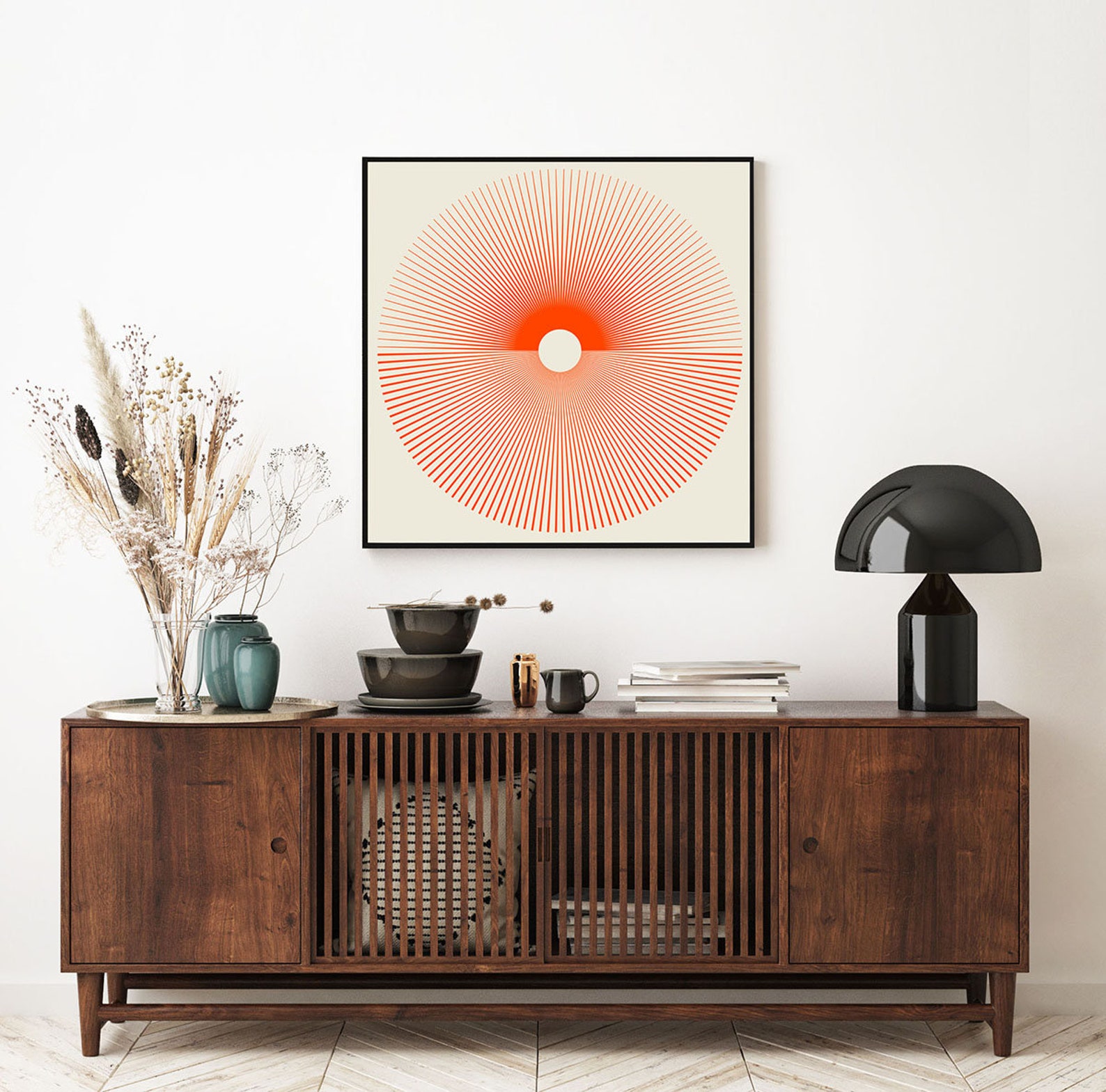 Modern Red Sun Wall Decor Abstract Sun Print Geometric Wall - Etsy