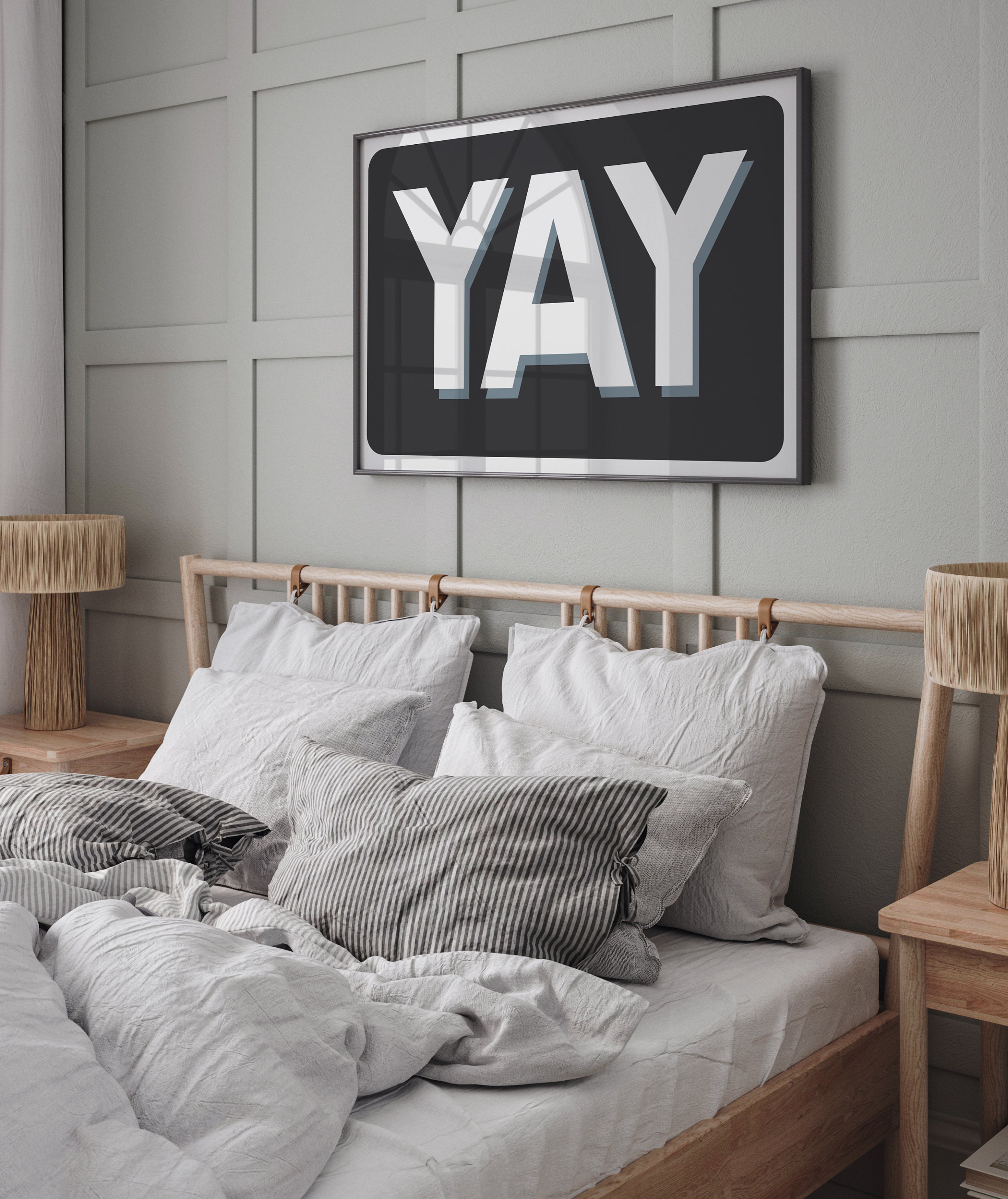 Cool Modern 'YAY' Text Art Print - Etsy
