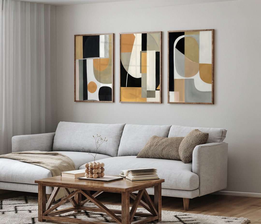 Set von Digitalen Abstrakten Gemälden Acrylfarbe Abstrakte Kunst Drucke Neutral Wand Kunst ...