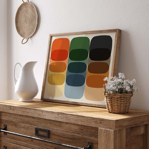 Bold Retro Color Block Digital Print – Modern Abstract Wall Art - Etsy