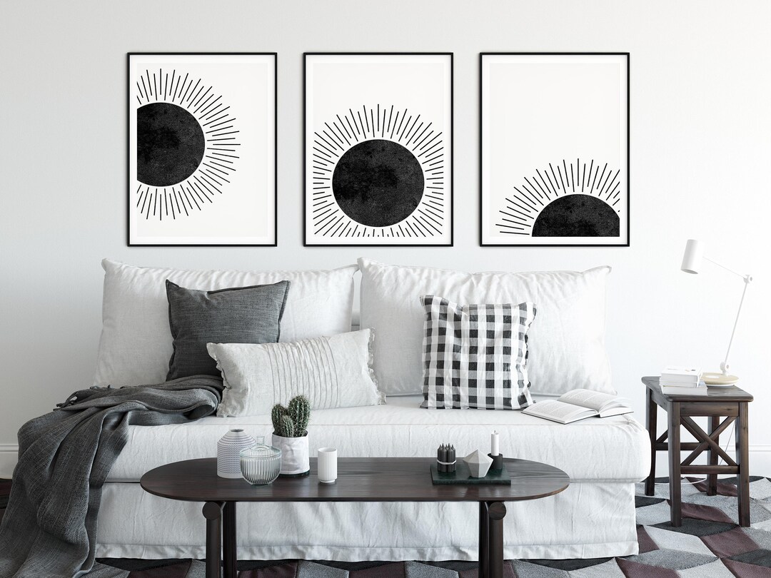 Sunset Posters Set of 3 Sun Minimalist Wall Art Sun Wall Art - Etsy