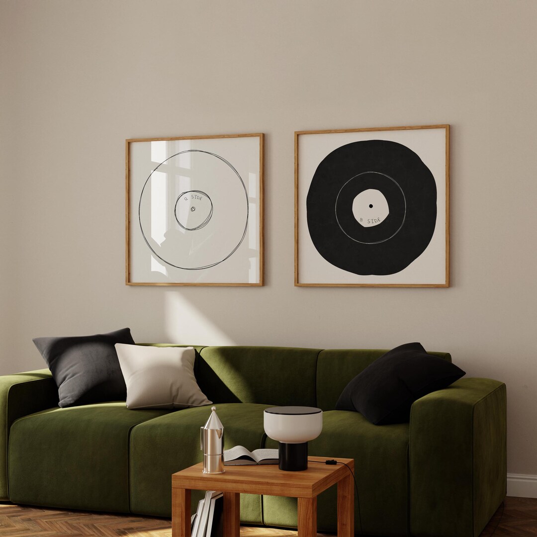 A Side B Side Record Prints - Minimal Music Wall Art Set of 2 Square ...