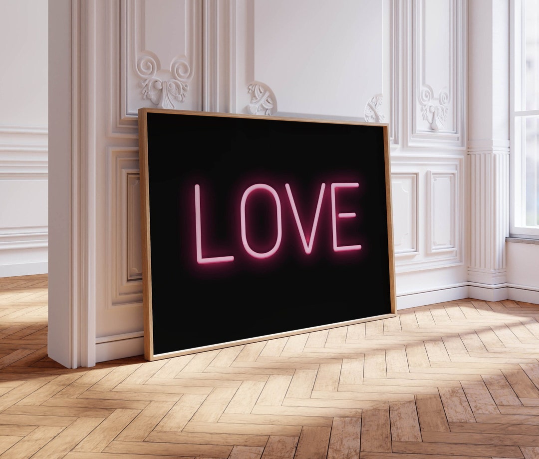 Cute LOVE Bright Pink Neon Printable - Etsy