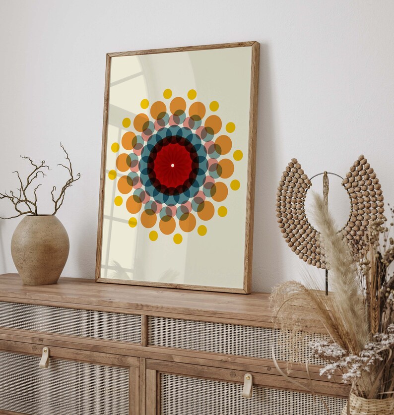 Boho Mandala Wall Art Set of 6 - Retro Floral Abstract DIGITAL Prints ...