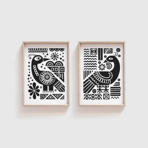 Digital Black White Scandinavian Folk Art Set Printable Nordic Decor ...
