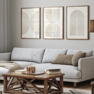 Neutral Wall Art Prints Boho Neutral Set of 3 Prints Mid Century ...