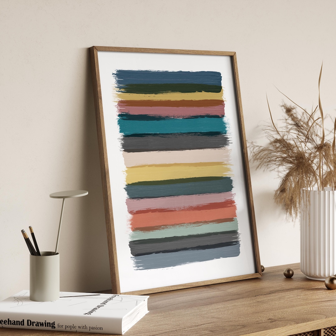Colorful Abstract Line Art Watercolor Modern Wall Decor Print ...