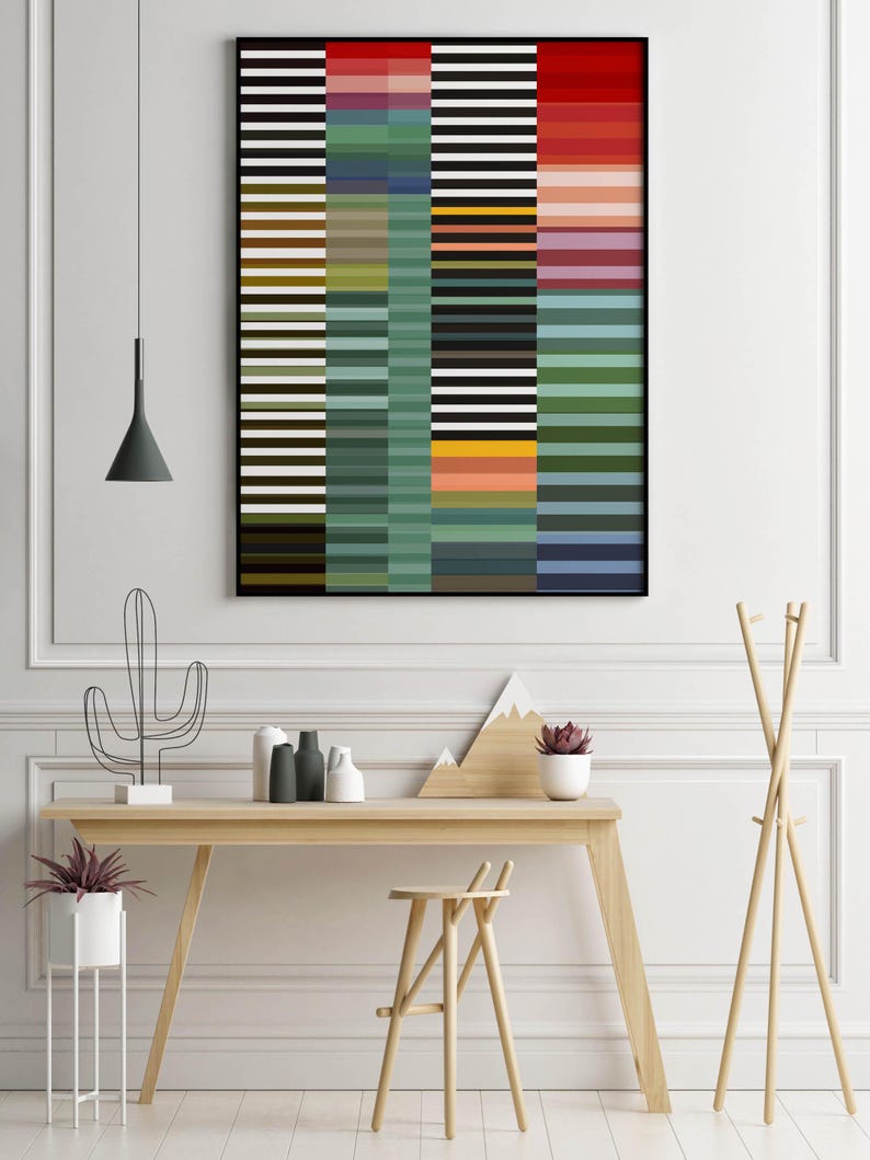 Impresión artística de pared con rayas de colores - Etsy España
