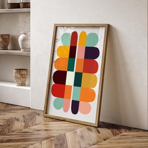 Fun Multicolored Abstract Art Print Bright Art Gallery Large Bold ...