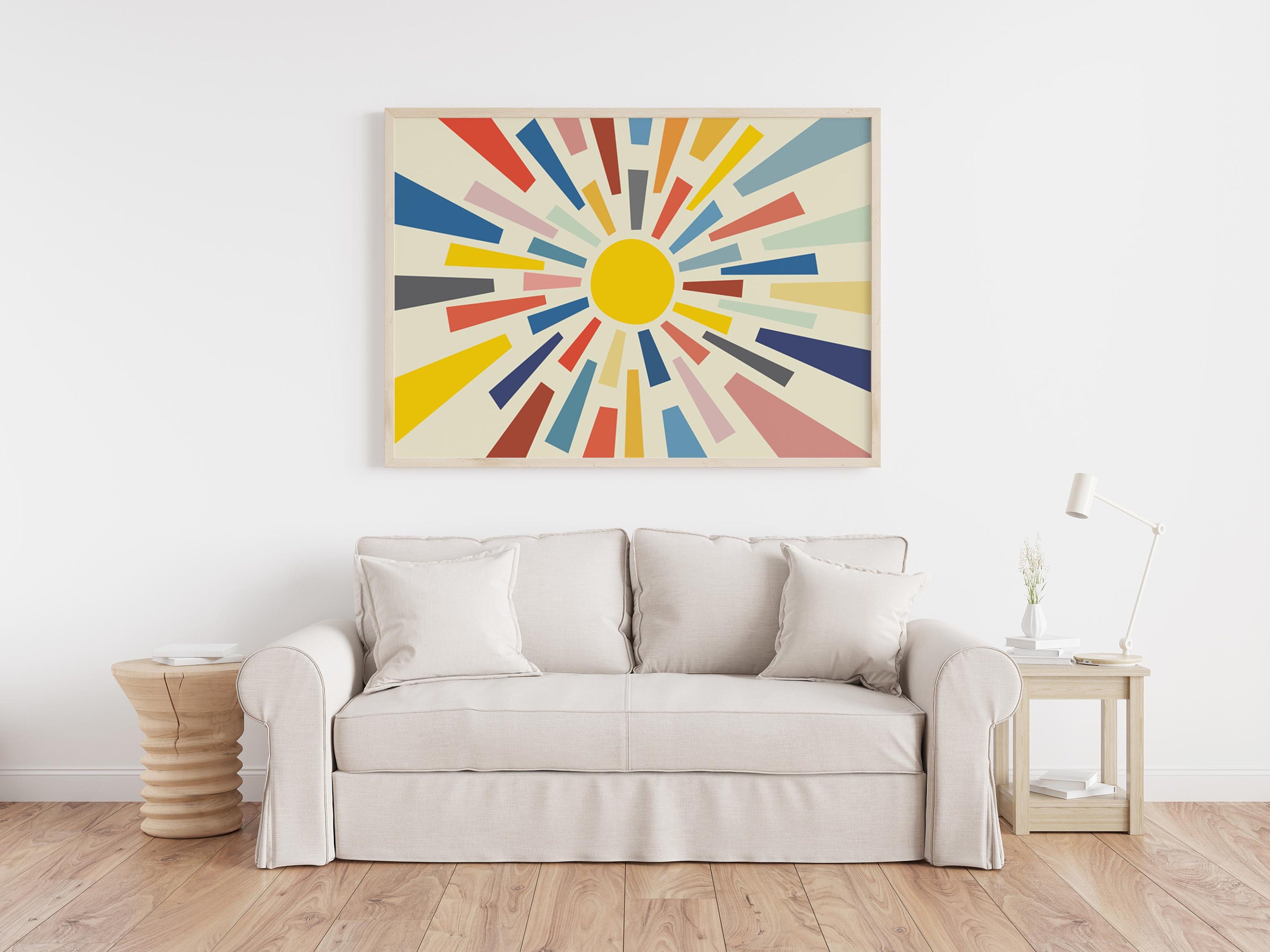Large Abstract Sun Print Colorful Wall Art Sun Wall Art | Etsy