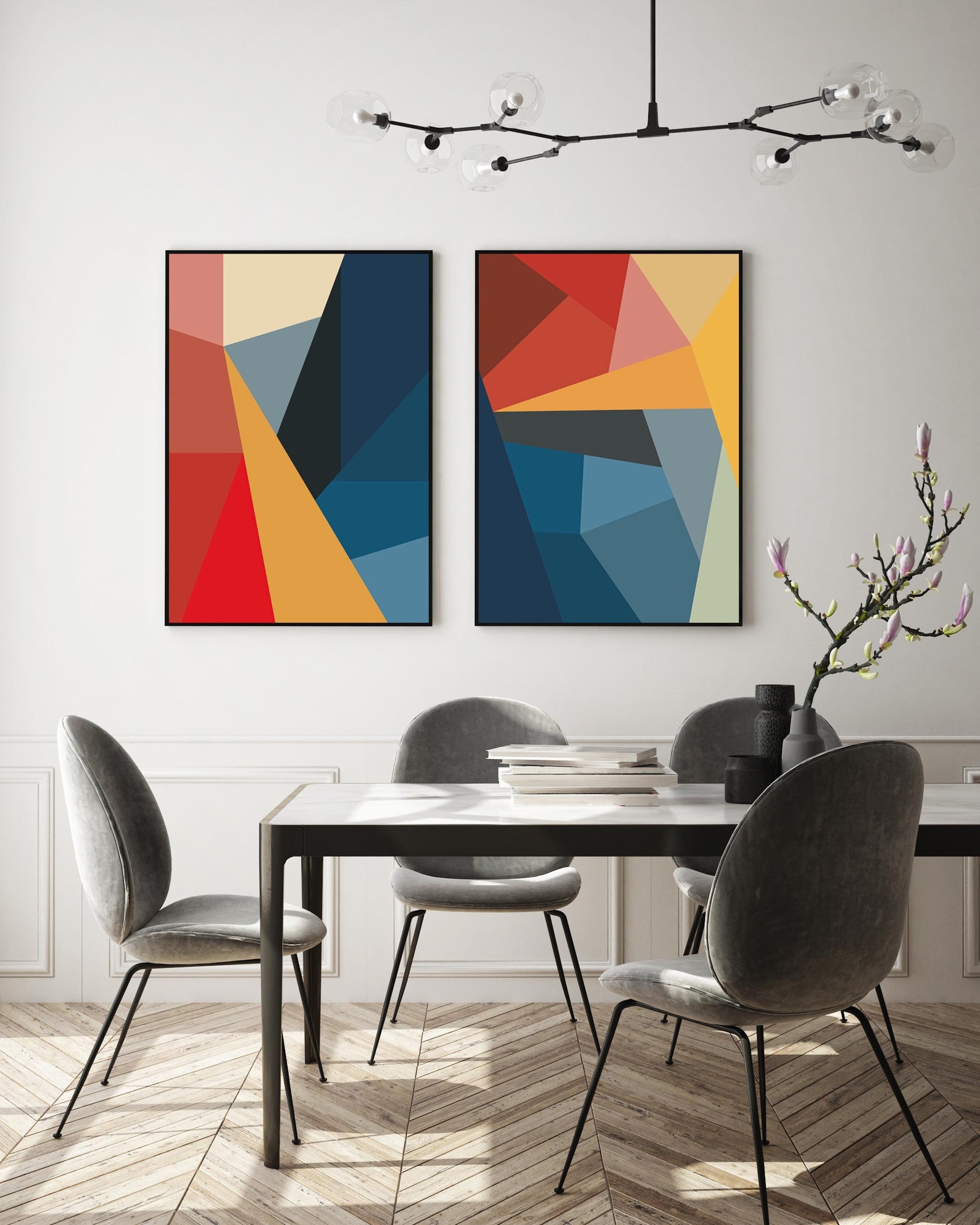 Abstract Color Block Wall Art Set of 3 Home Decor Set of Wall - Etsy
