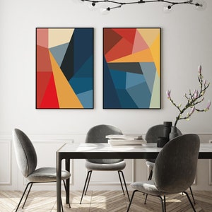 Abstract Color Block Wall Art, Set of 3 Home Decor Set of Wall Art ...