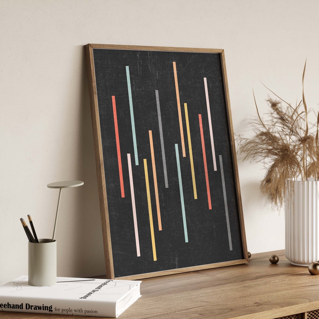 Printable Abstract Line Art Print Large Modern Abstract Art Black Wall ...