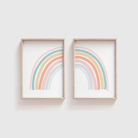 Printable Rainbow Nursery Pastel Art Print Wall Decor Rainbow | Etsy