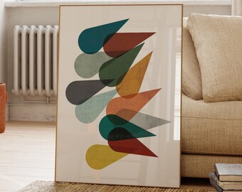 Framed Canvas Wall Art Set of 2 Colorful Polygon Abstract Shapes ...