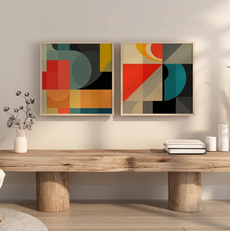 Set of 2 Modern Abstract Square DIGITAL Art Prints - Etsy