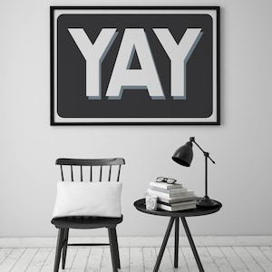 Cool Modern 'YAY' Text Art Print - Etsy