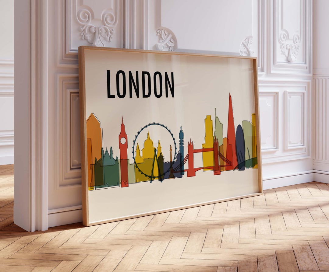 Colorful LONDON Skyline City Mid Century Modern Print - Etsy