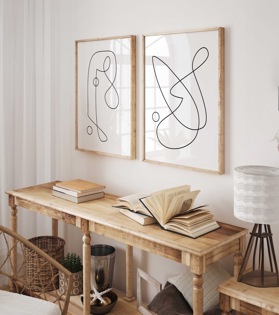Set of 2 Modern Digital Line Art Prints - Etsy