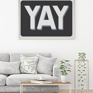 Cool Modern 'YAY' Text Art Print - Etsy