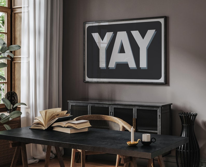 Cool Modern 'YAY' Text Art Print - Etsy