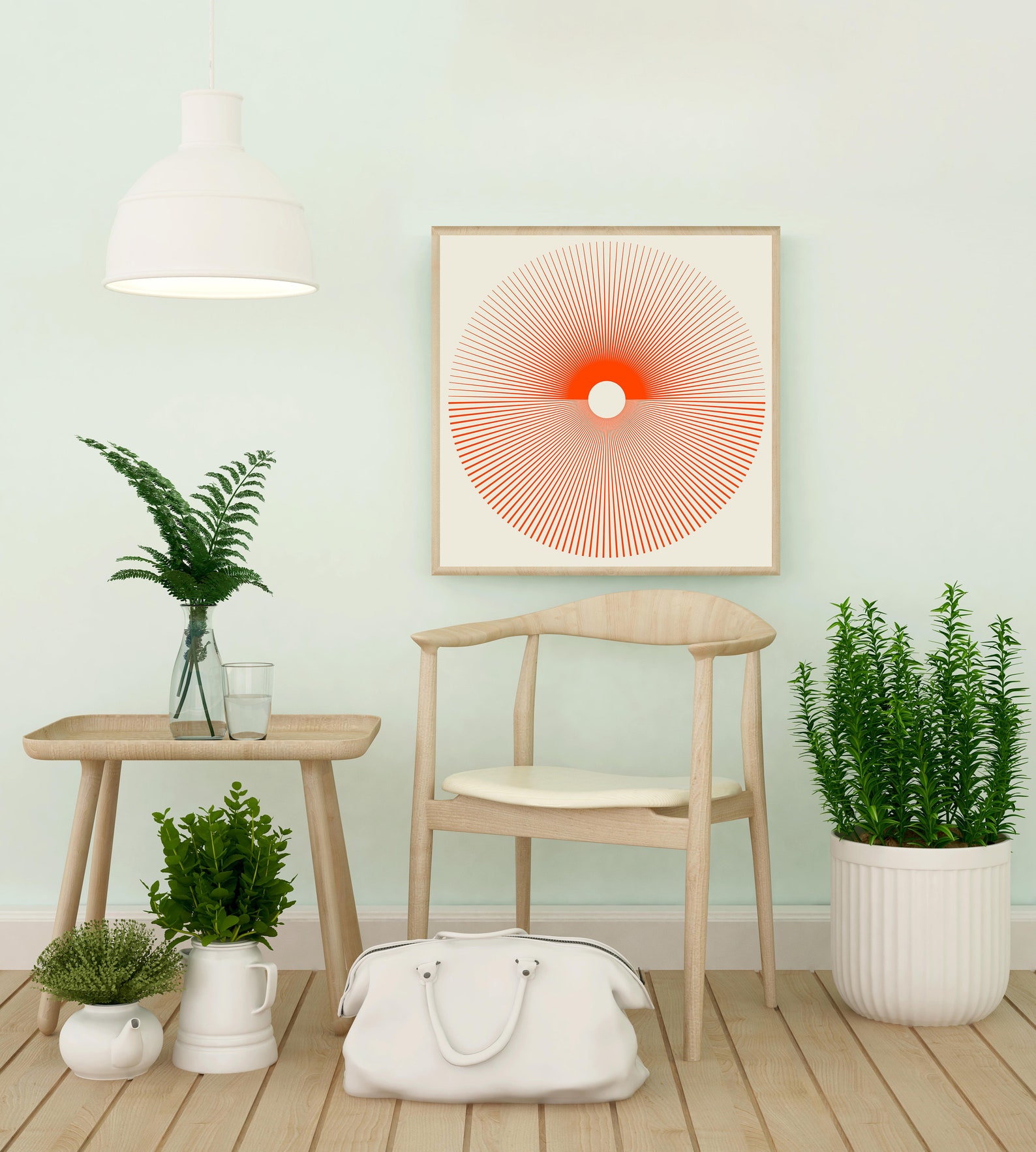 Modern Red Sun Wall Decor Abstract Sun Print Geometric Wall - Etsy