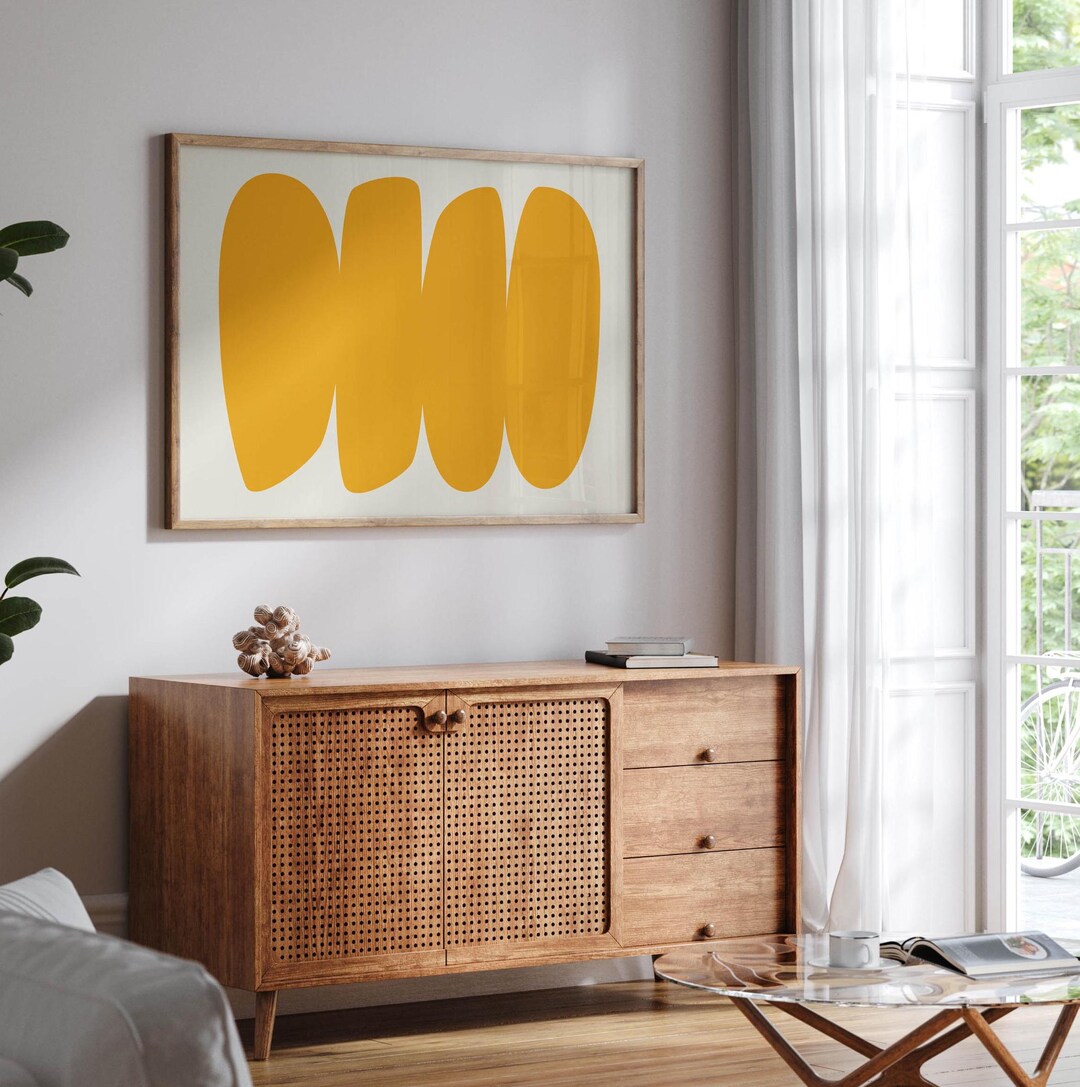 Modern Yellow Abstract FRAMED Art Print - Etsy