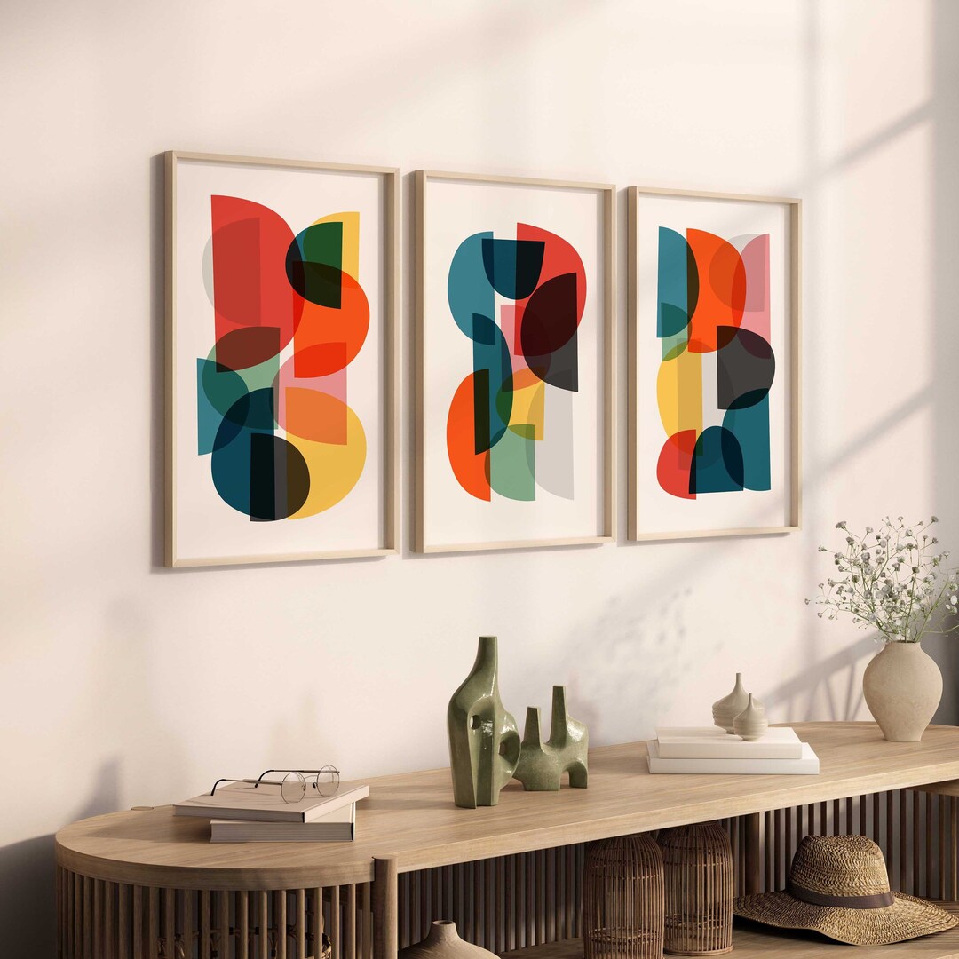 Set of 3 Colorful Mid Century Modern Digital Prints - Etsy