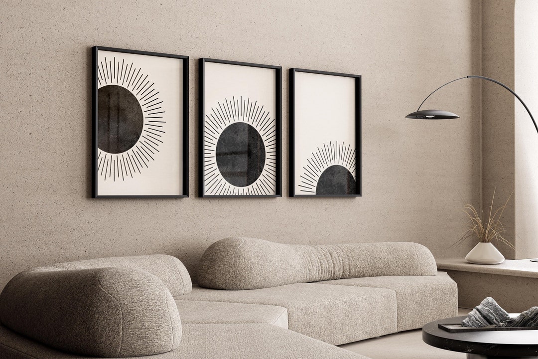 Black and White Setting Sun Print Set - Etsy UK