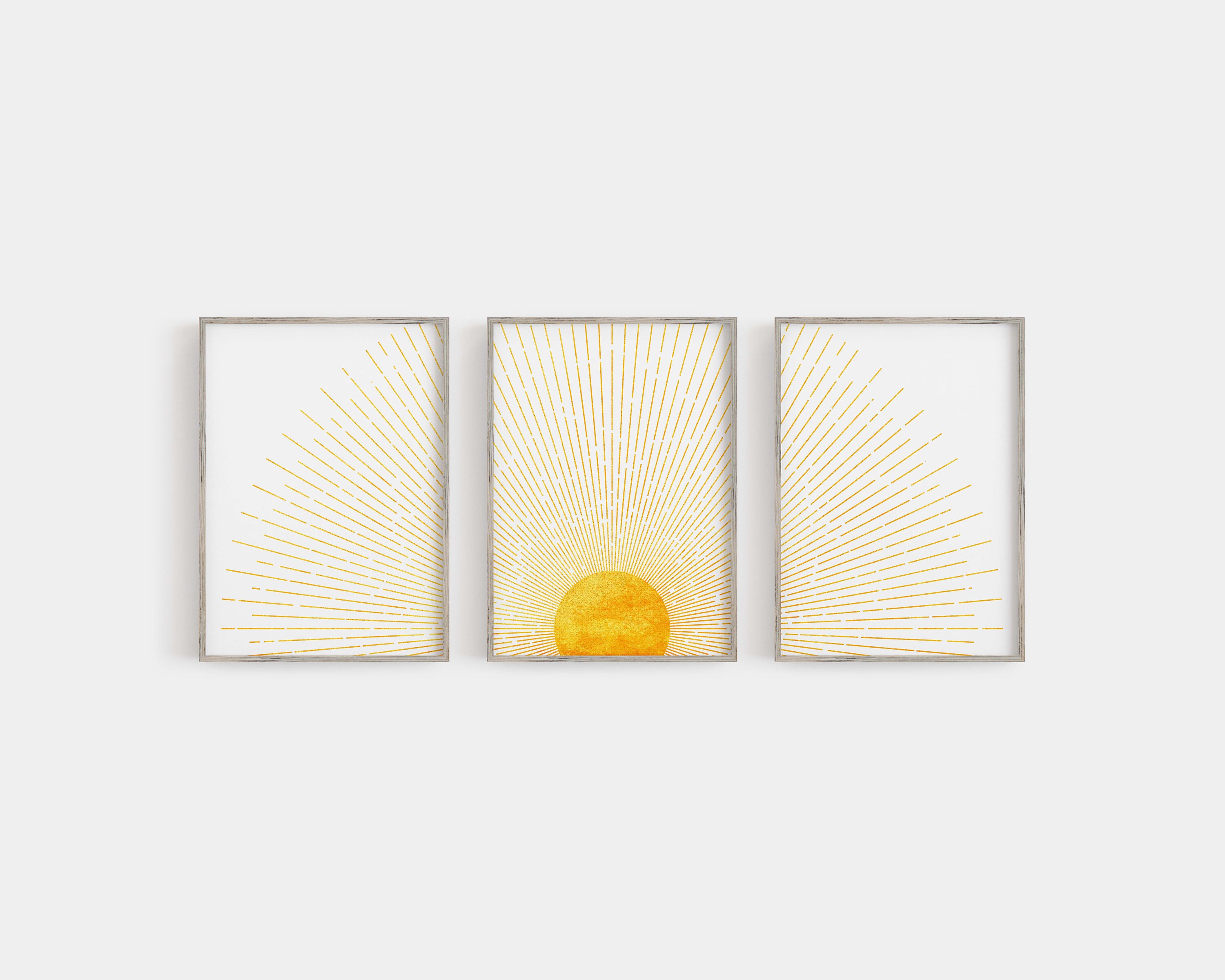 Sunset Posters Set of 3 Boho Sun Print Sun Burst Wall Decor - Etsy