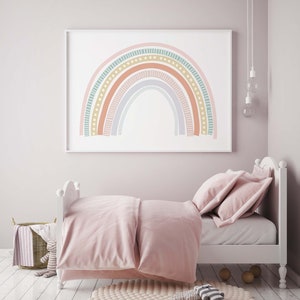 Boho Rainbow Wall Art Printable Rainbow Poster Wall Decor Girls Bedroom ...