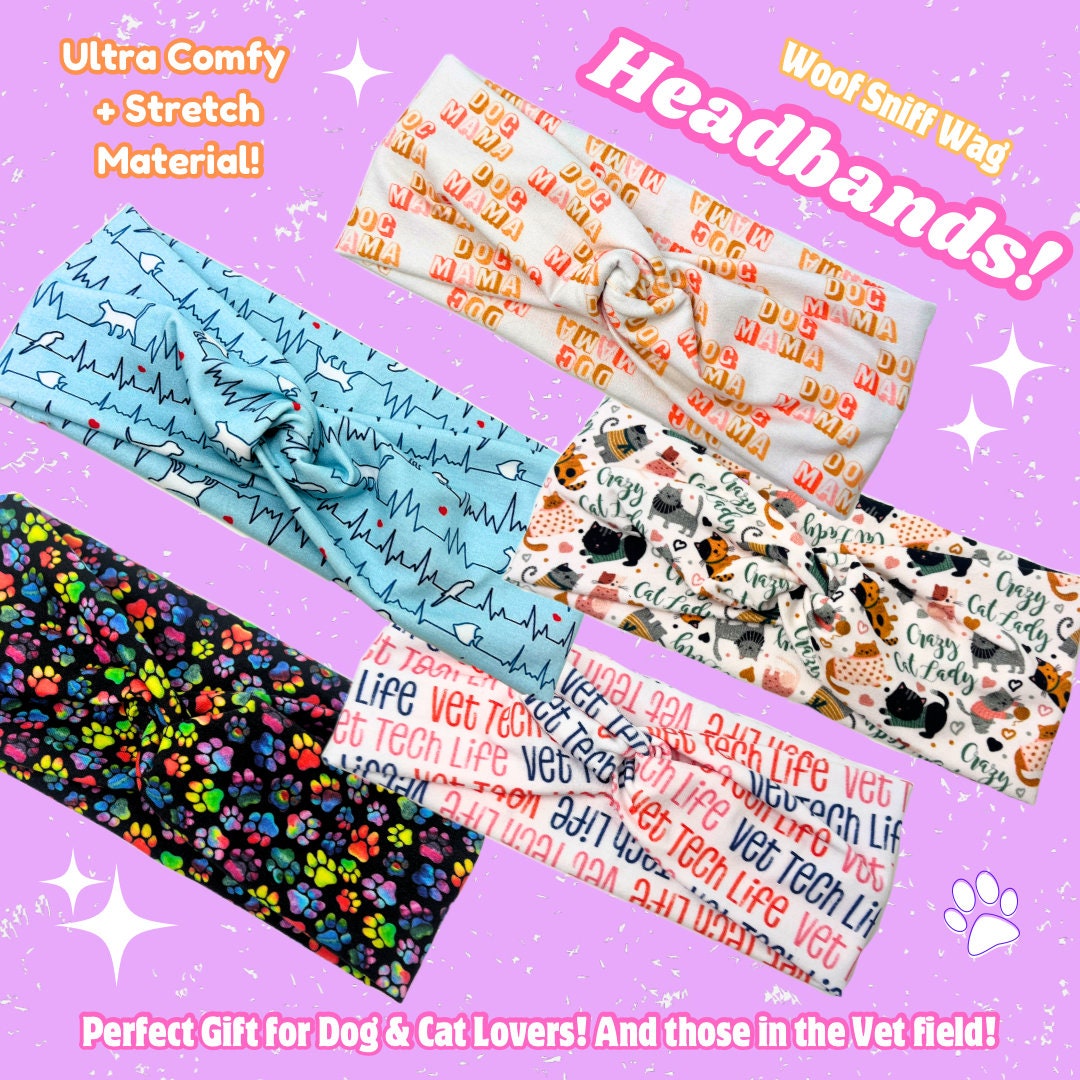 Animal Lovers, Dog and Cat, Pawprint Twist/knot Headband Gifts for ...