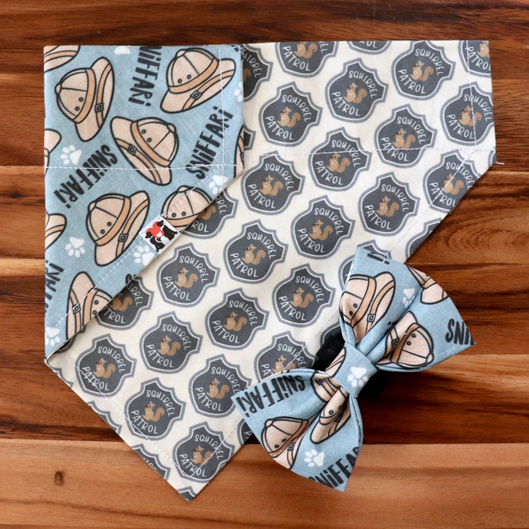 Squirrel Patrol & Sniffari • Reversible Pet Bandana • Machine Washable ...