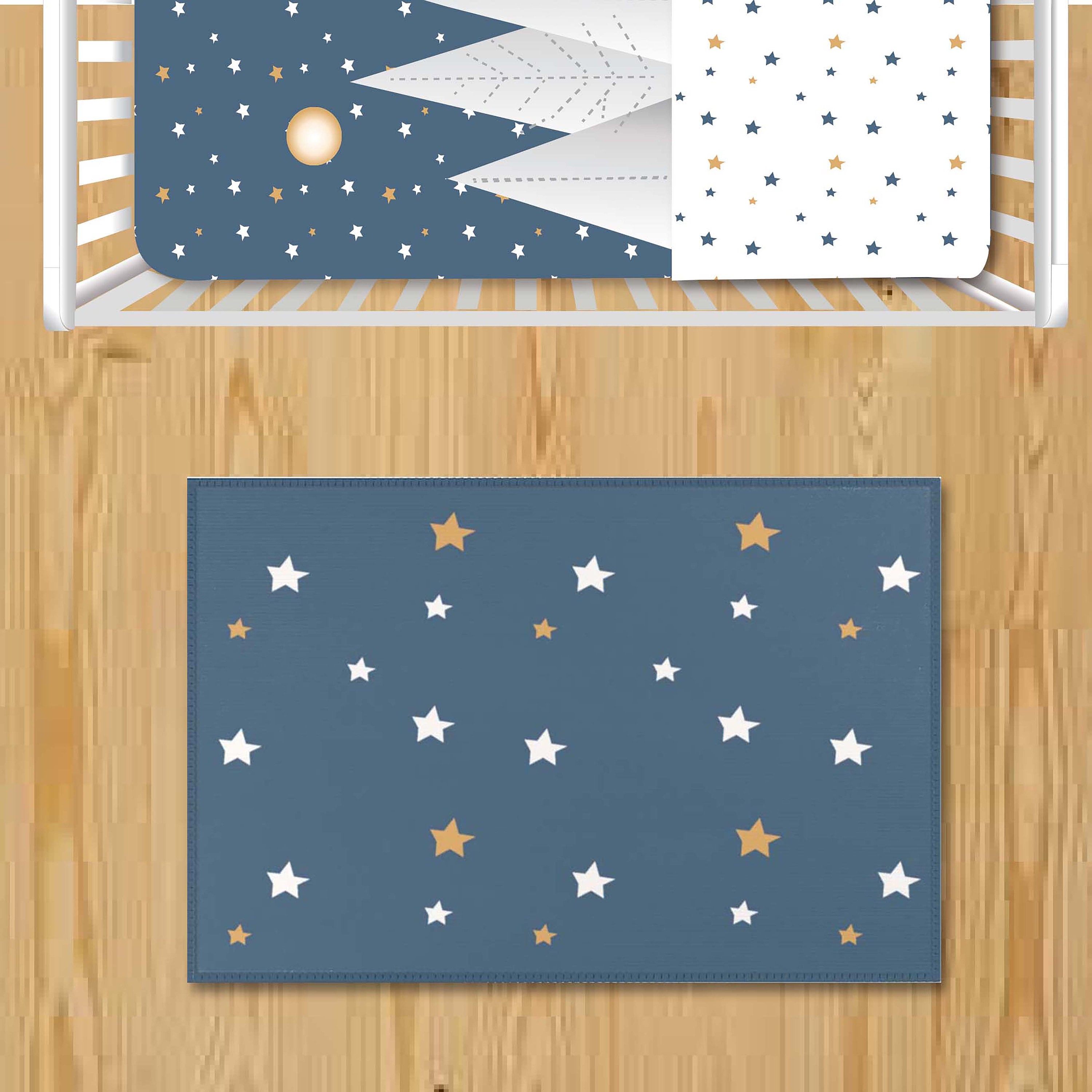 Star Theme Nursery Rug-star and Moon Nursery-navy | Etsy