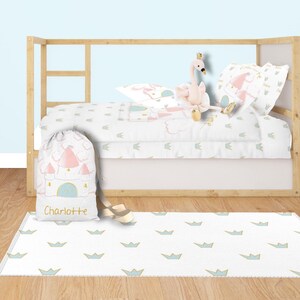 Fairytale Nursery Room Rug-princess Nursery-crown Pattern Rug- Aqua ...