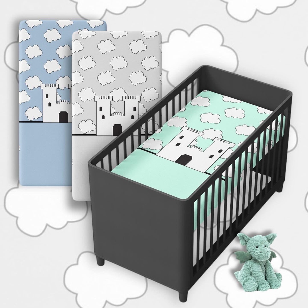 Knight Theme Nursery Castle Crib Sheet-fitted Crib Sheet-jersey Knit ...