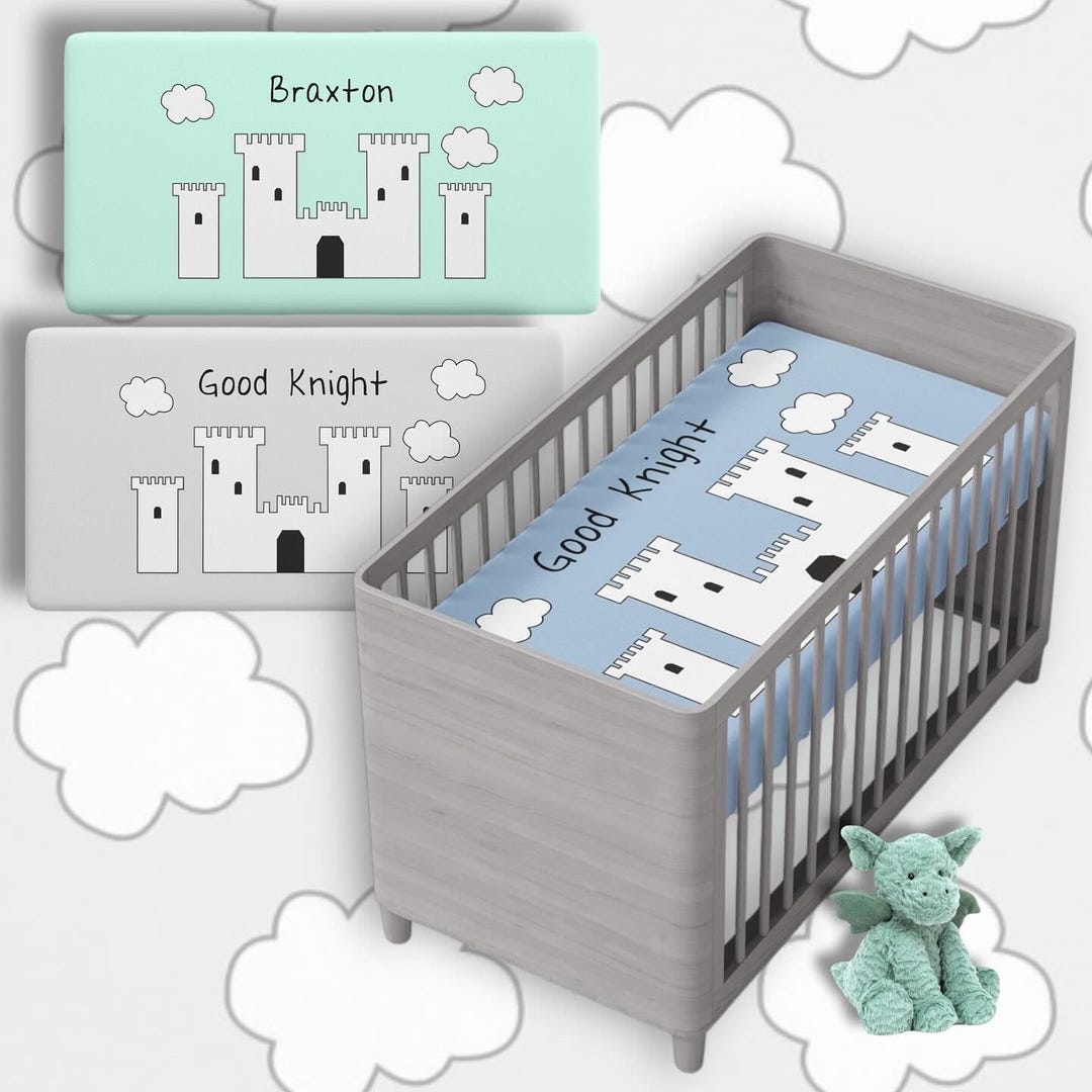 Knight Theme Nursery Castle Crib Sheet-fitted Crib Sheet-jersey Knit ...