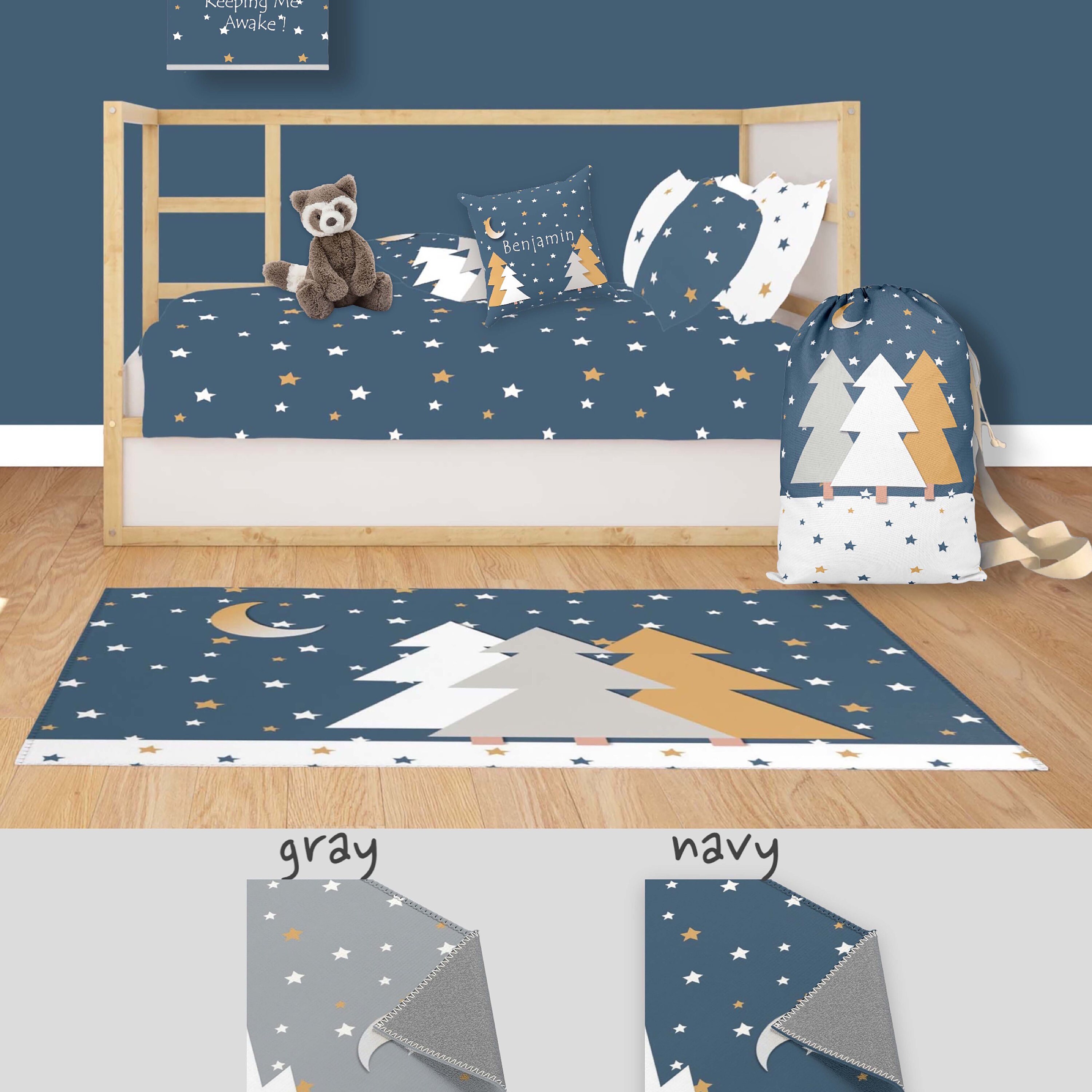 Star Theme Nursery Rug-star and Moon Nursery-woodland Nursery-navy ...