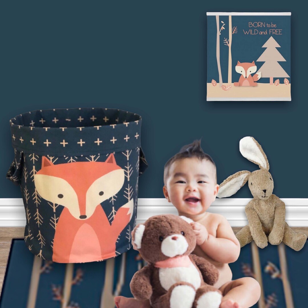 Sample Sale-woodland Nursery Décor-fox Storage Basket-boy Nursery ...
