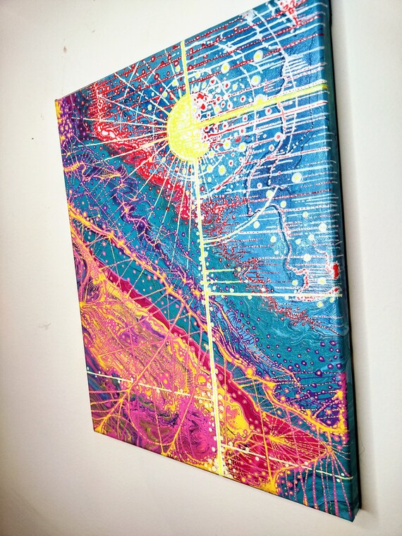 Freestyle Painting Over Paint Pour-11x14- Painting Acrylic Art ...