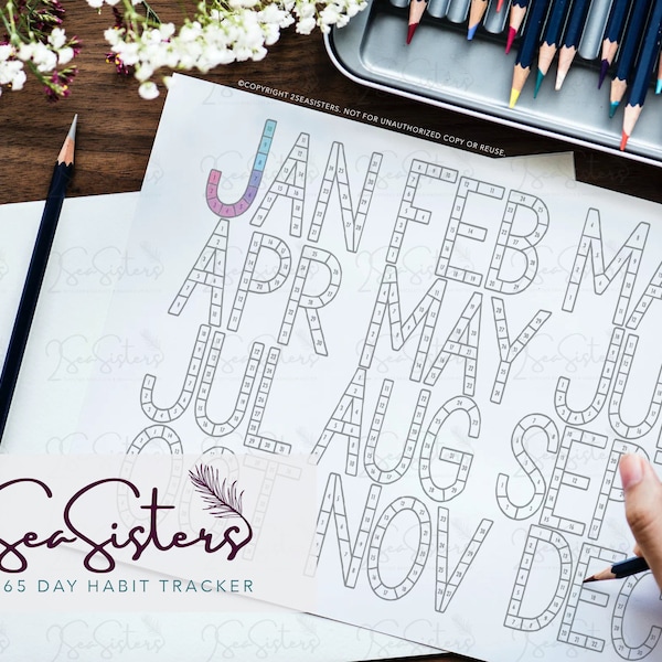 Monthly Coloring Habit Tracker - Etsy
