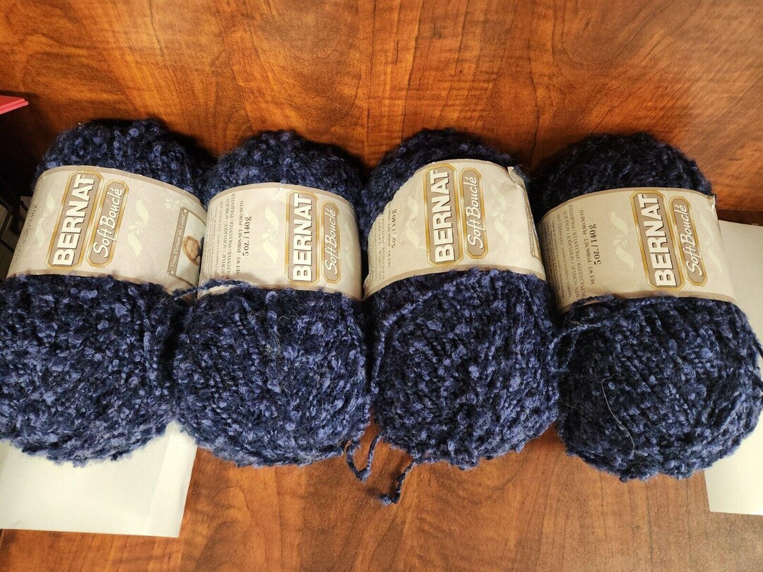 Bernat Soft Boucle Yarn Blue Shades 4 Skeins 5 Oz Acrylic - Etsy