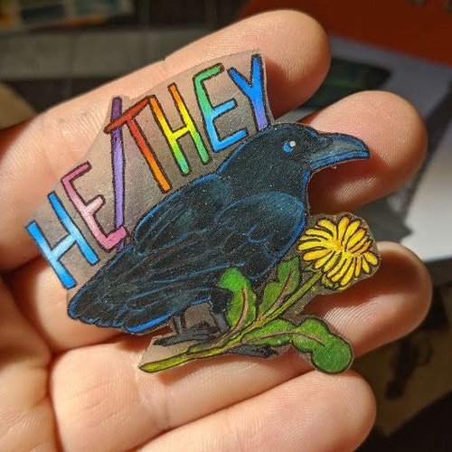 Pronoun Moth Acrylic Pin - Etsy