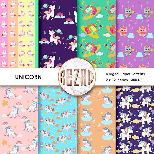 Unicorn Digital Paper - Etsy