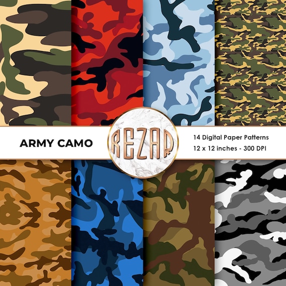 Printable Camouflage Paper CAMOUFLAGE Digital Paper Jpg Svg | NEON