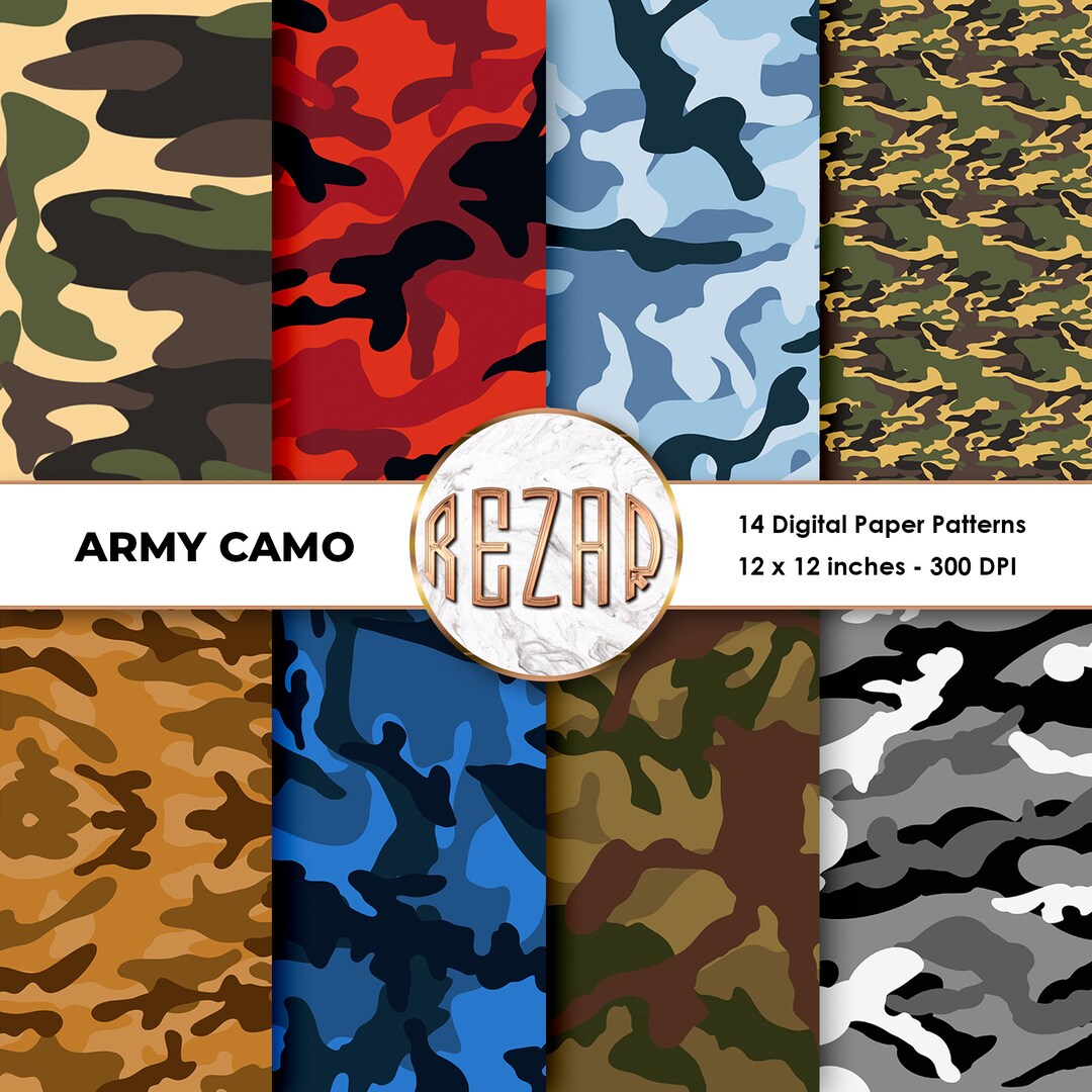 Army Camo Camouflage Digital Paper Seamless Pattern Printable Scrapbook ...