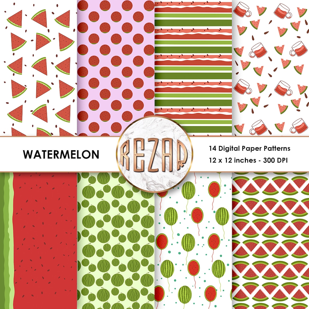 Watermelon Digital Paper Pattern Commercial Use Scrapbook Papers and ...